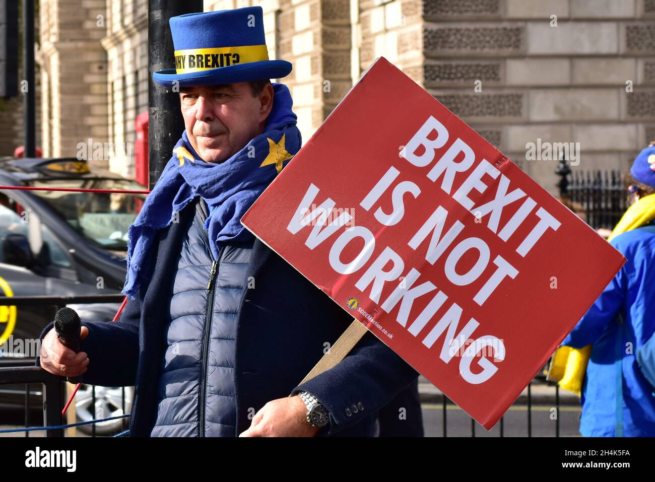 London, UK. 03rd Nov, 2021. Steve Bray seen holding a placard ...