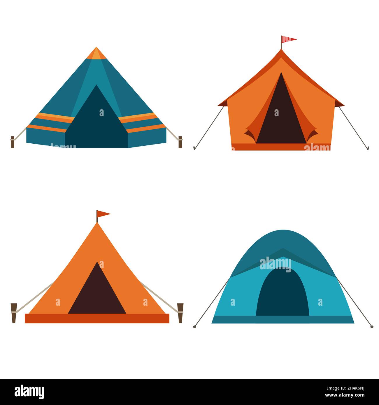 Camping tent vector icons isolated on white background. Set of tourist ...