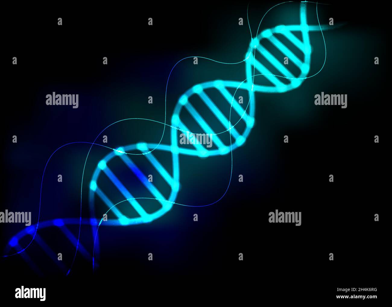 DNA molecule shiny blue background. Abstract vector science template ...