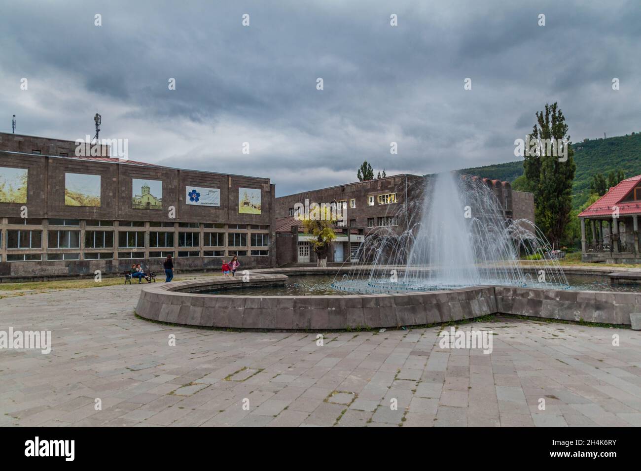 GORIS, ARMENIA - JULY 8, 2017: Fountain in the centre of Goris, Armenia ...