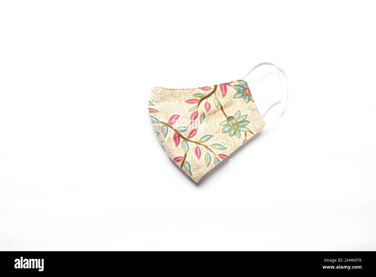 cloth mask with batik texture, photo seen from the right side of the ...