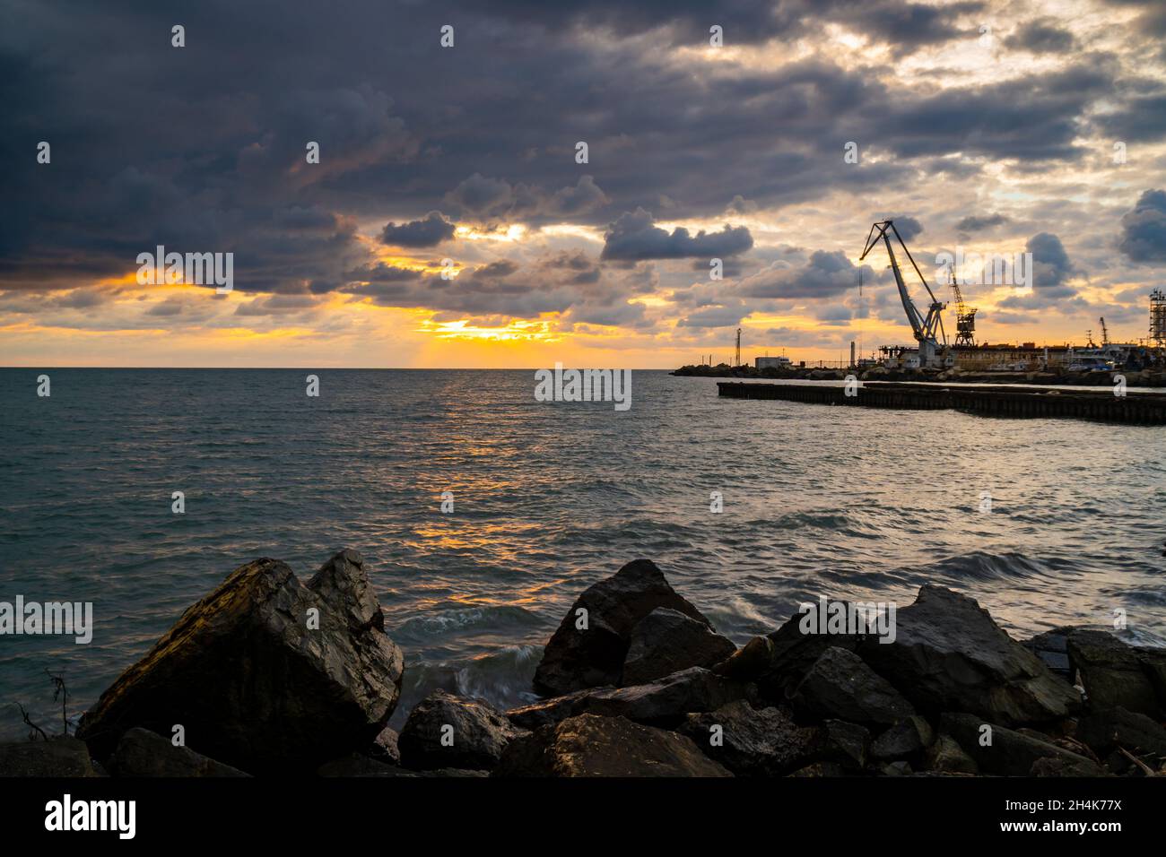 Beautiful sunset in the Black Sea, Poti, Georgia Stock Photo - Alamy