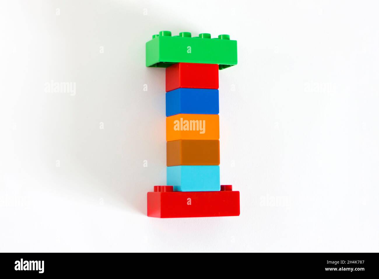 Colorful toy brick letter I isolated on the white background Stock ...