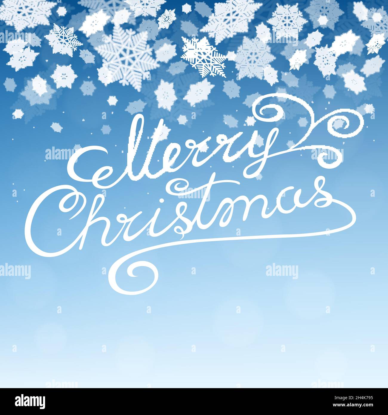 Christmas greeting card. Hand lettering on blue background with white ...
