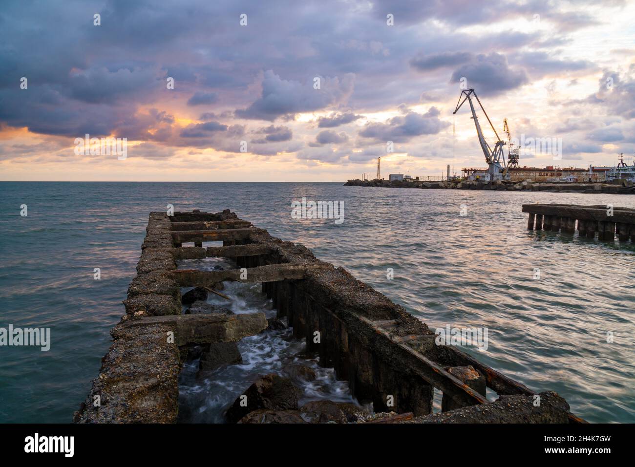 Beautiful sunset in the Black Sea, Poti, Georgia Stock Photo - Alamy