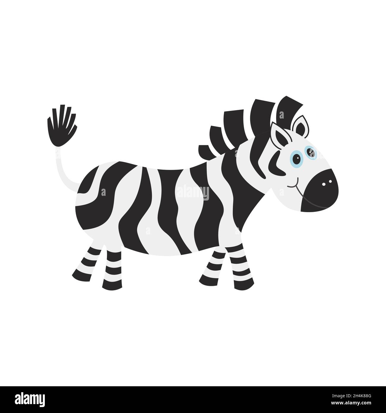 Funny zebra print.Cartoon cute African animal. Flat design vector ...