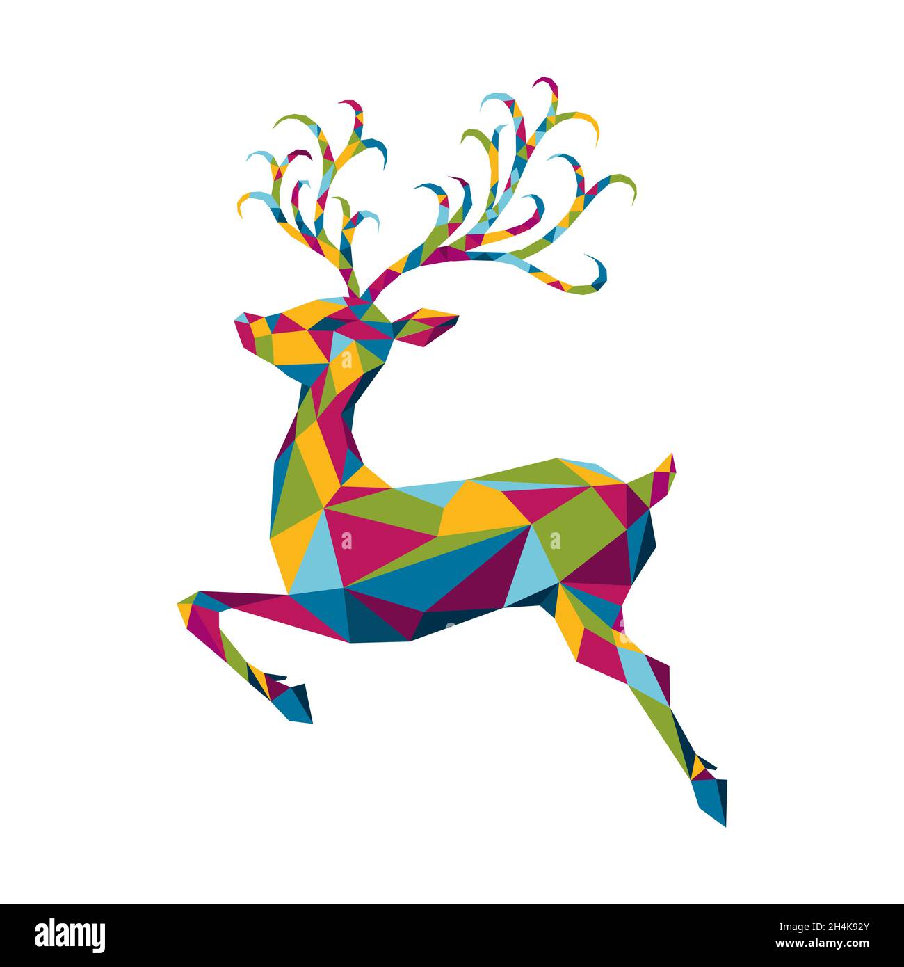 Abstract colorful low poly triangle deer isolated on white background ...