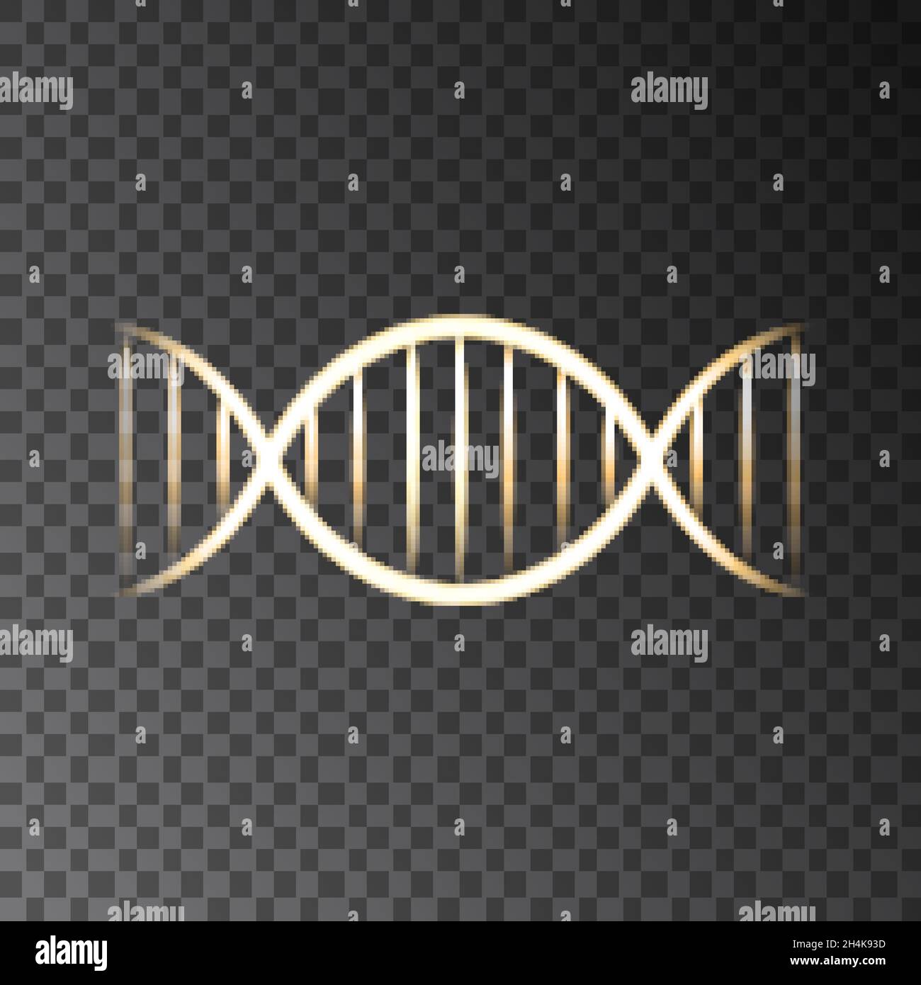 Gold neon DNA helix isolated on transparent background. Vector molecule ...