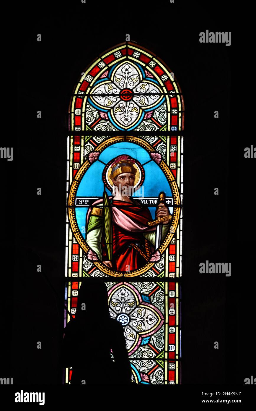 Stained Glass Window of Portrait of Saint Victor of Marseille (died ...