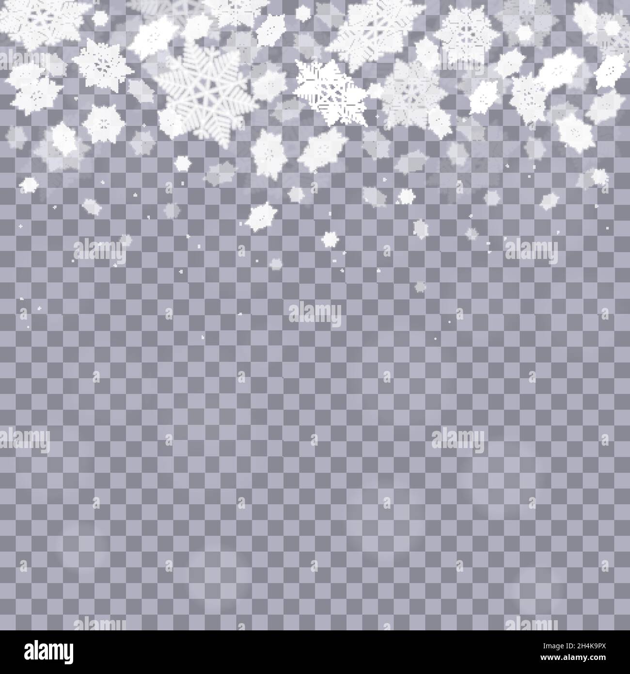 Falling snowflakes on transpared background. Christmas winter snowfall ...
