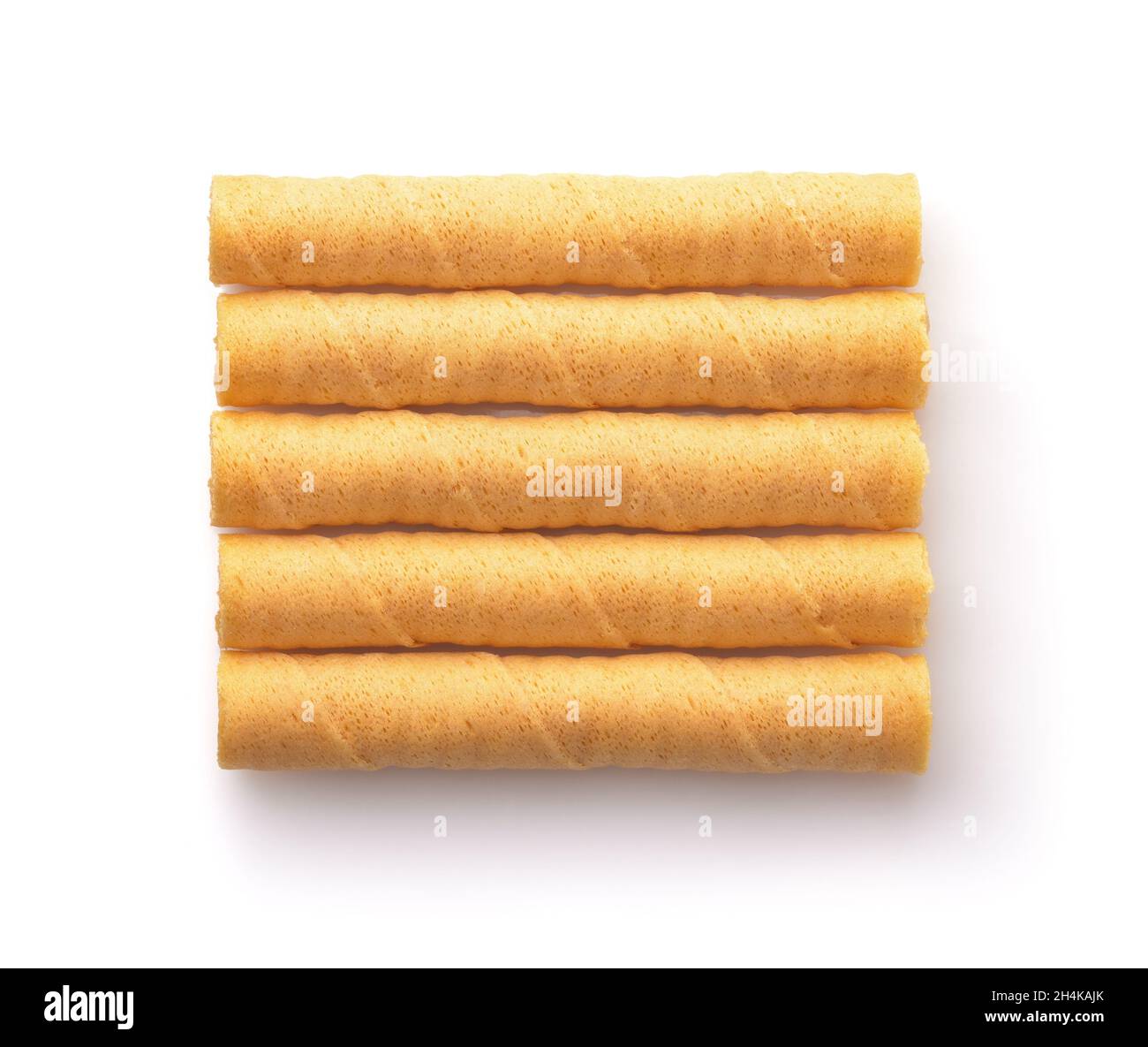 Top view of cream filled wafer rolls isolated on white Stock Photo - Alamy