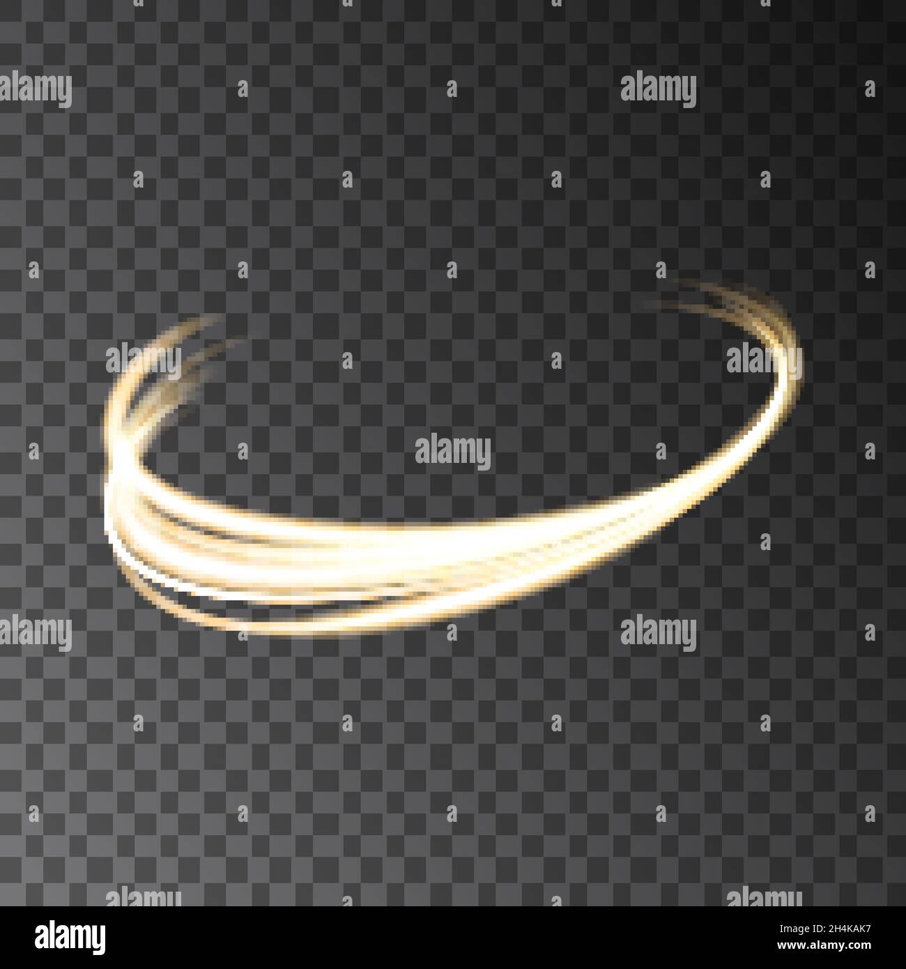 Gold neon circle lights effects isolated on black transparent ...