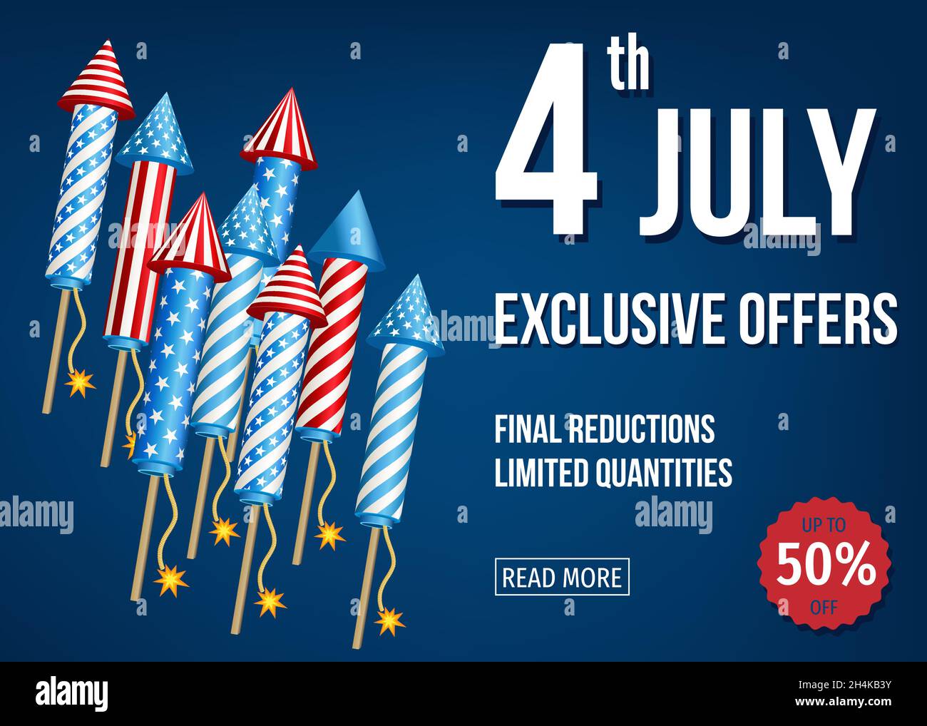 Independence Day of the USA. 4th of July sale banner with firework ...