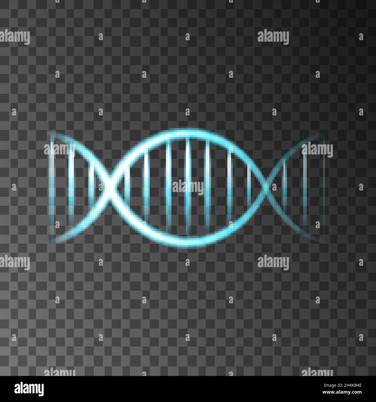 Blue neon shining DNA helix isolated on transparent background. Beauty ...