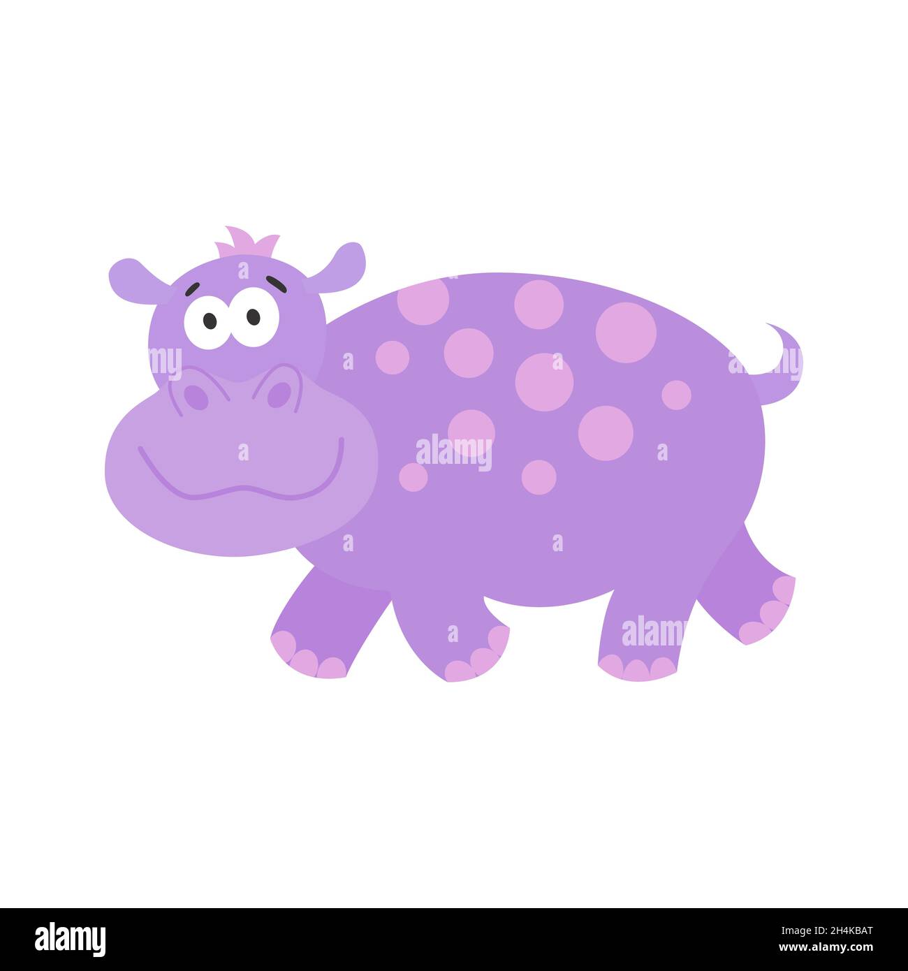 Funny hippo.Cute cartoon African animal. Flat design vector behemoth ...