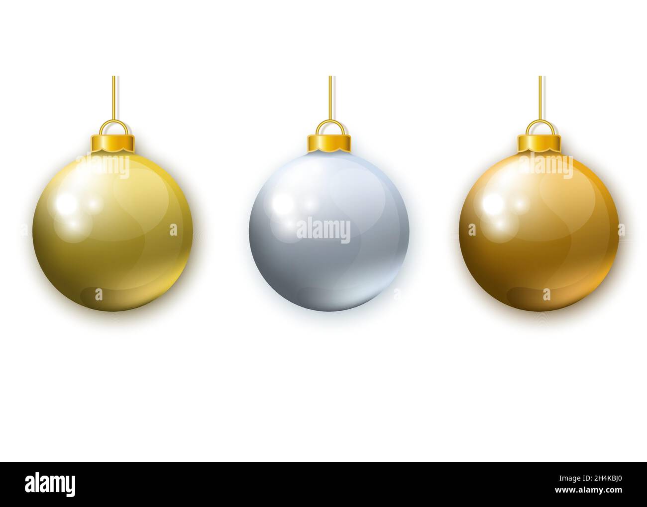 Realistic gold, silver Christmas balls isolated on white background ...