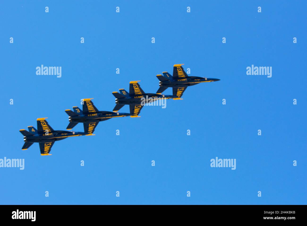 Group of flying aircraft against a blue sky during an airshow Stock ...