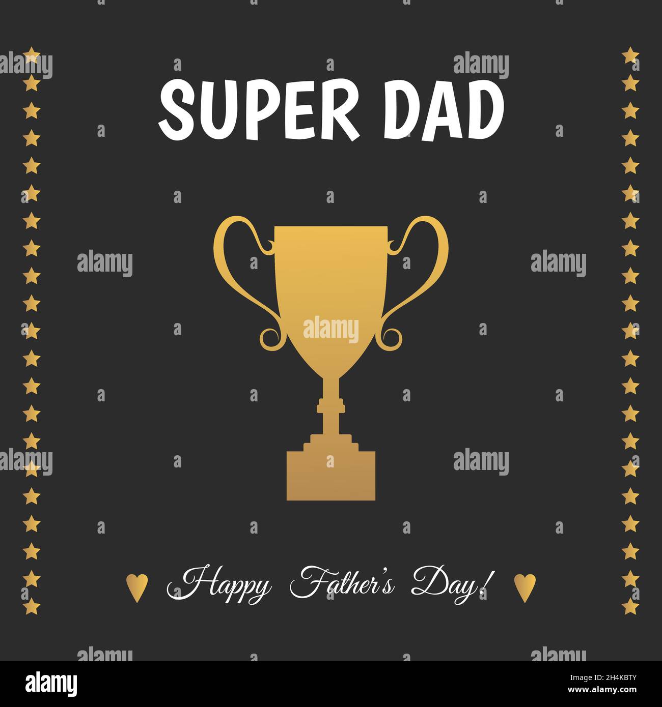 Happy Father’s Day greeting card with the gold cup winner on black ...