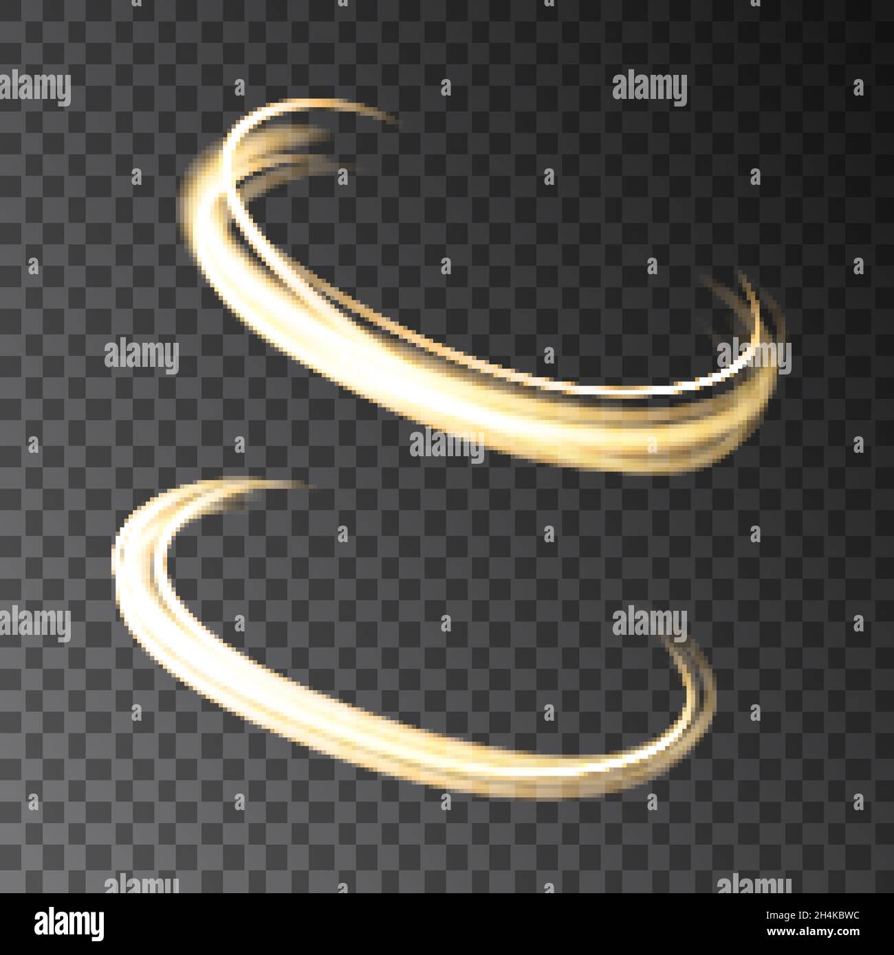Gold glowing circle lights effects isolated on black transparent ...