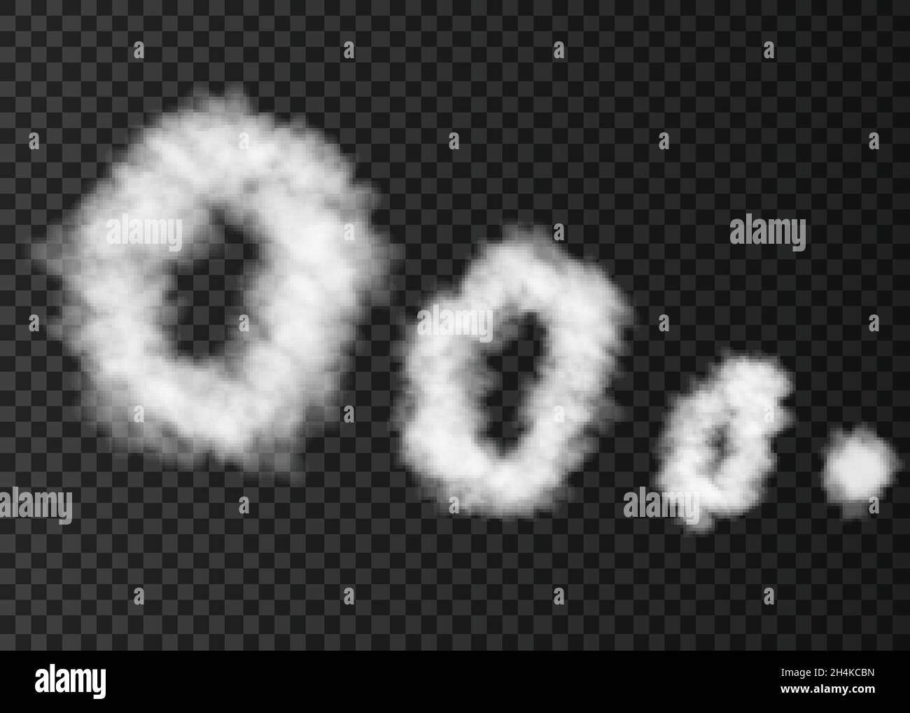 White puff of smoke isolated on transparent background. Steam rings ...