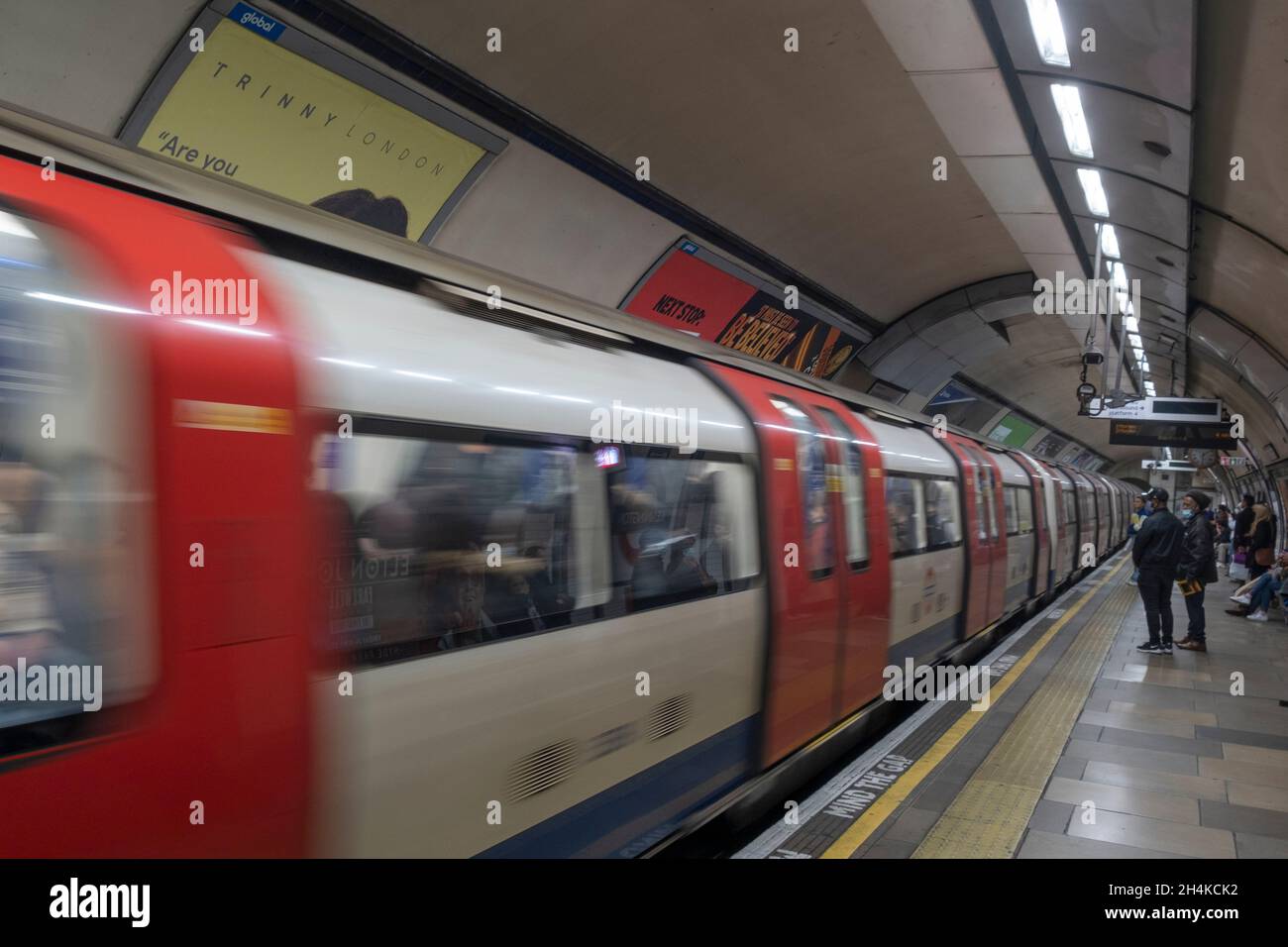 London, Kennington, Southbound Morden train arriving on the platform at ...