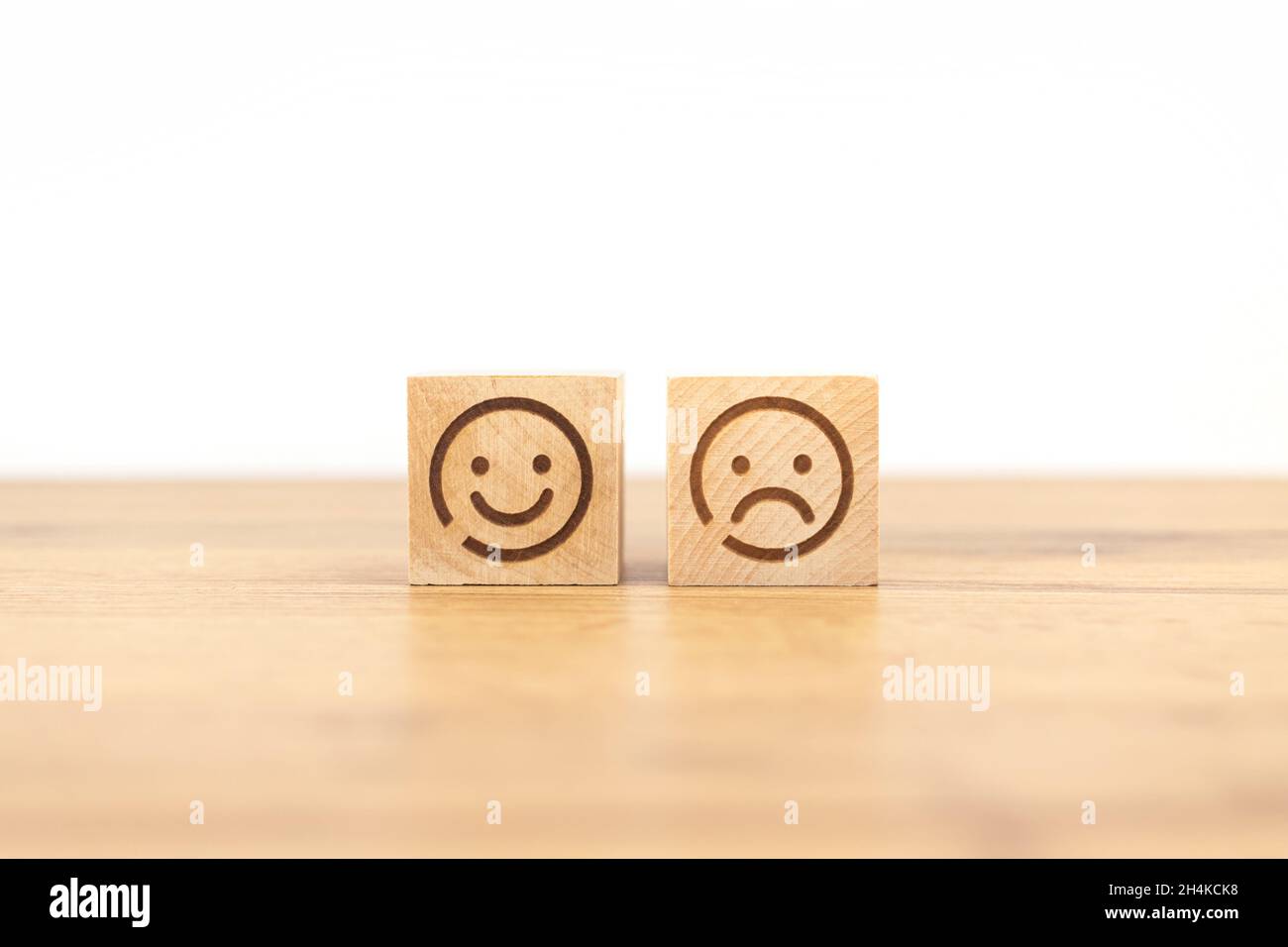 Customer service and satisfaction concept. Smiley and sad face icon on ...