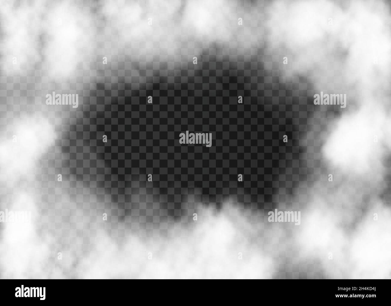 White fog frame isolated on transparent background. Steam special ...