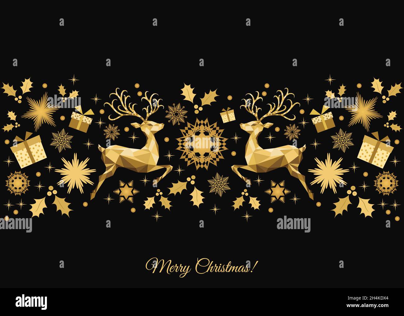 Christmas background. Golden Xmas tree decoration. Happy New Year ...
