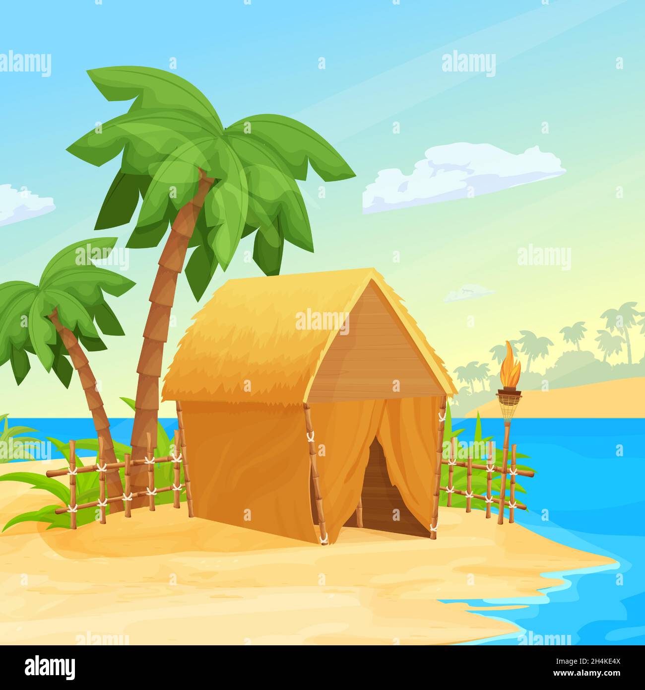 Straw bungalow Stock Vector Images - Alamy