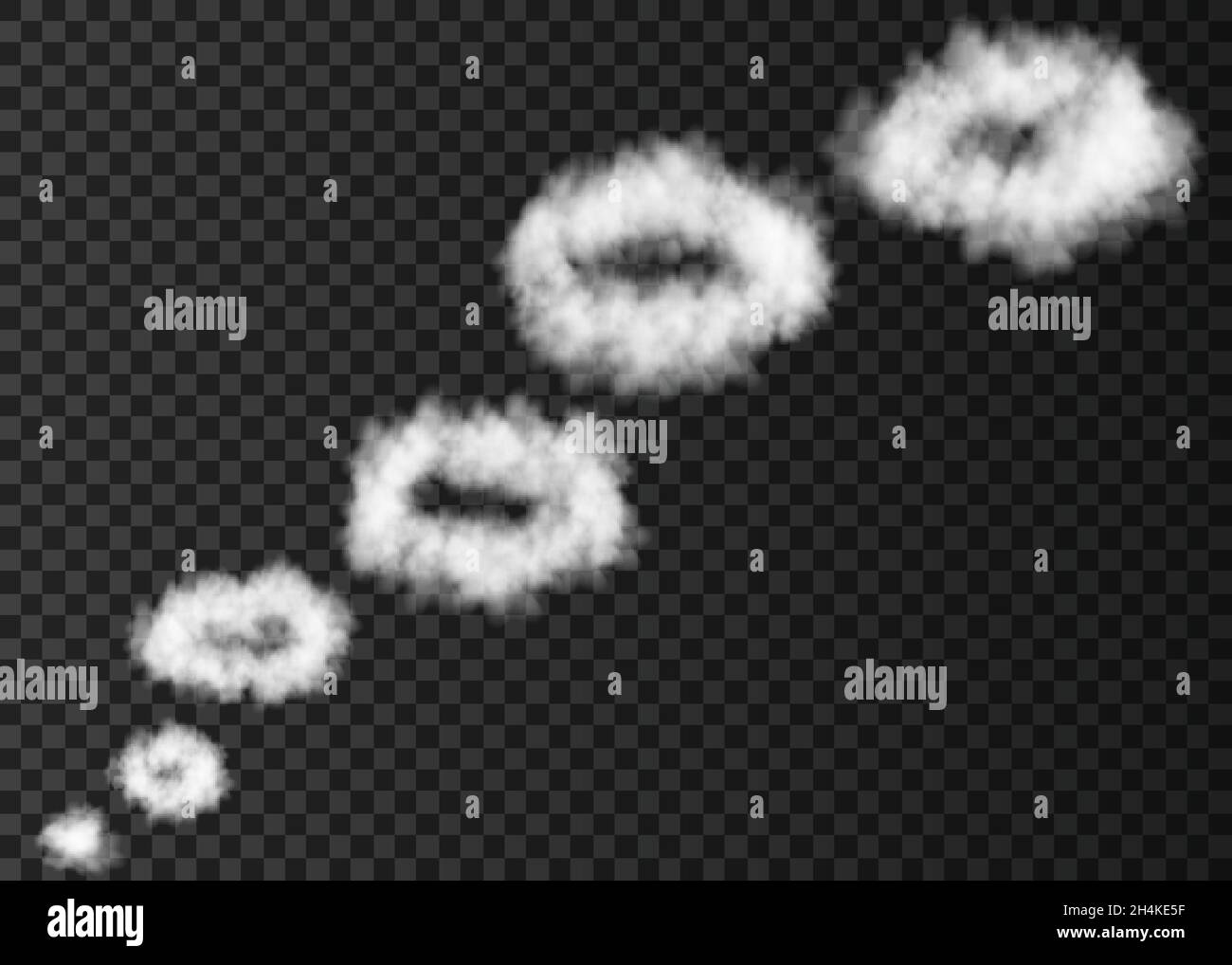 White steam rings isolated on transparent background. Puff of smoke ...