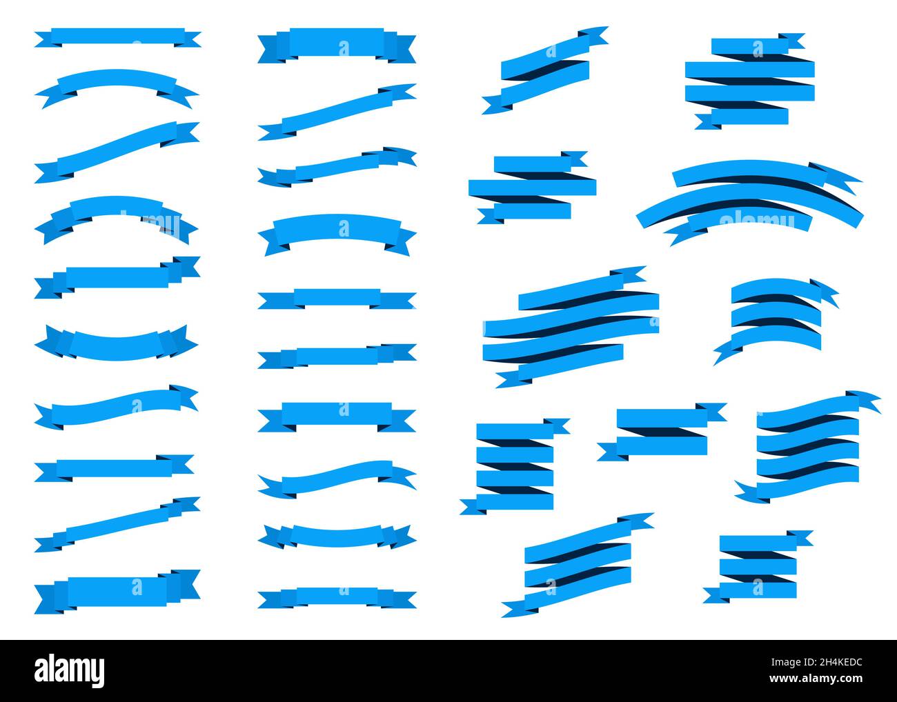 Blue ribbon set in flat style isolated on white background. Xmas ...