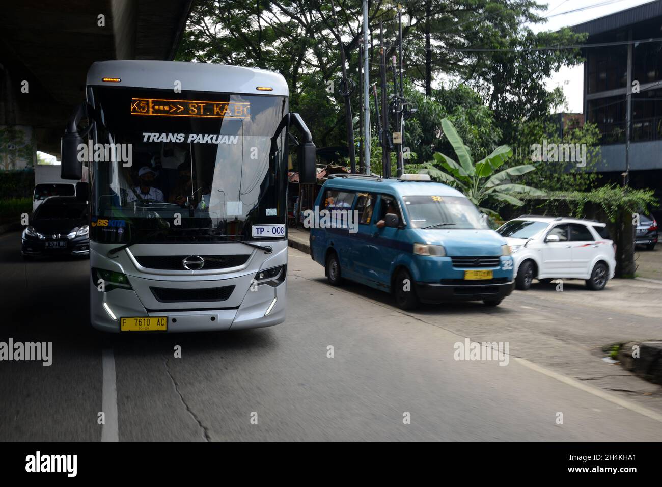 Bogor, Indonesia. 02nd Nov, 2021. A bus Kita Trans Pakuan drives on a ...