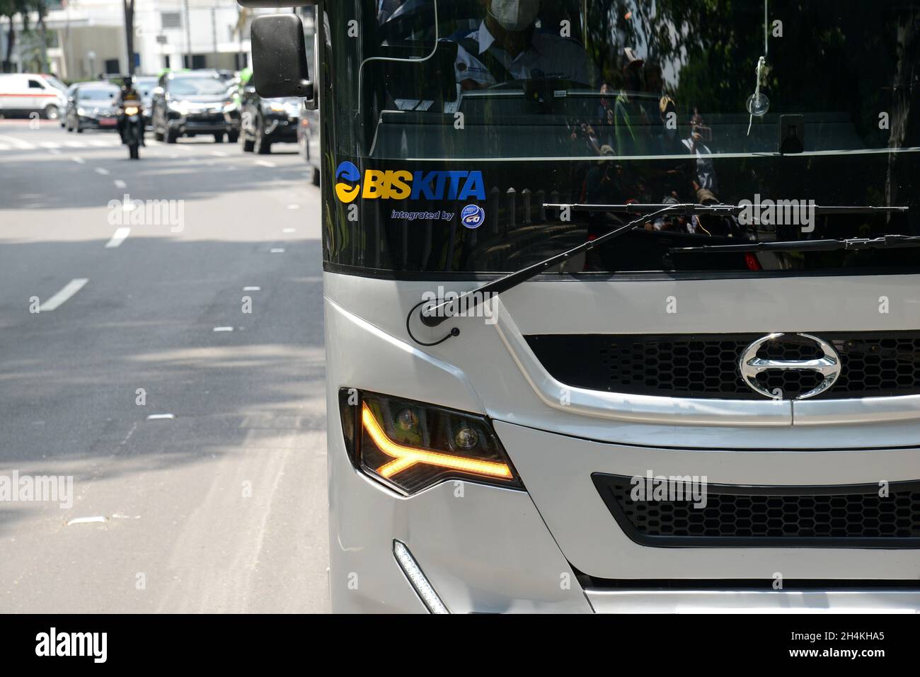 Bogor, Indonesia. 02nd Nov, 2021. A bus Kita Trans Pakuan drives on a ...