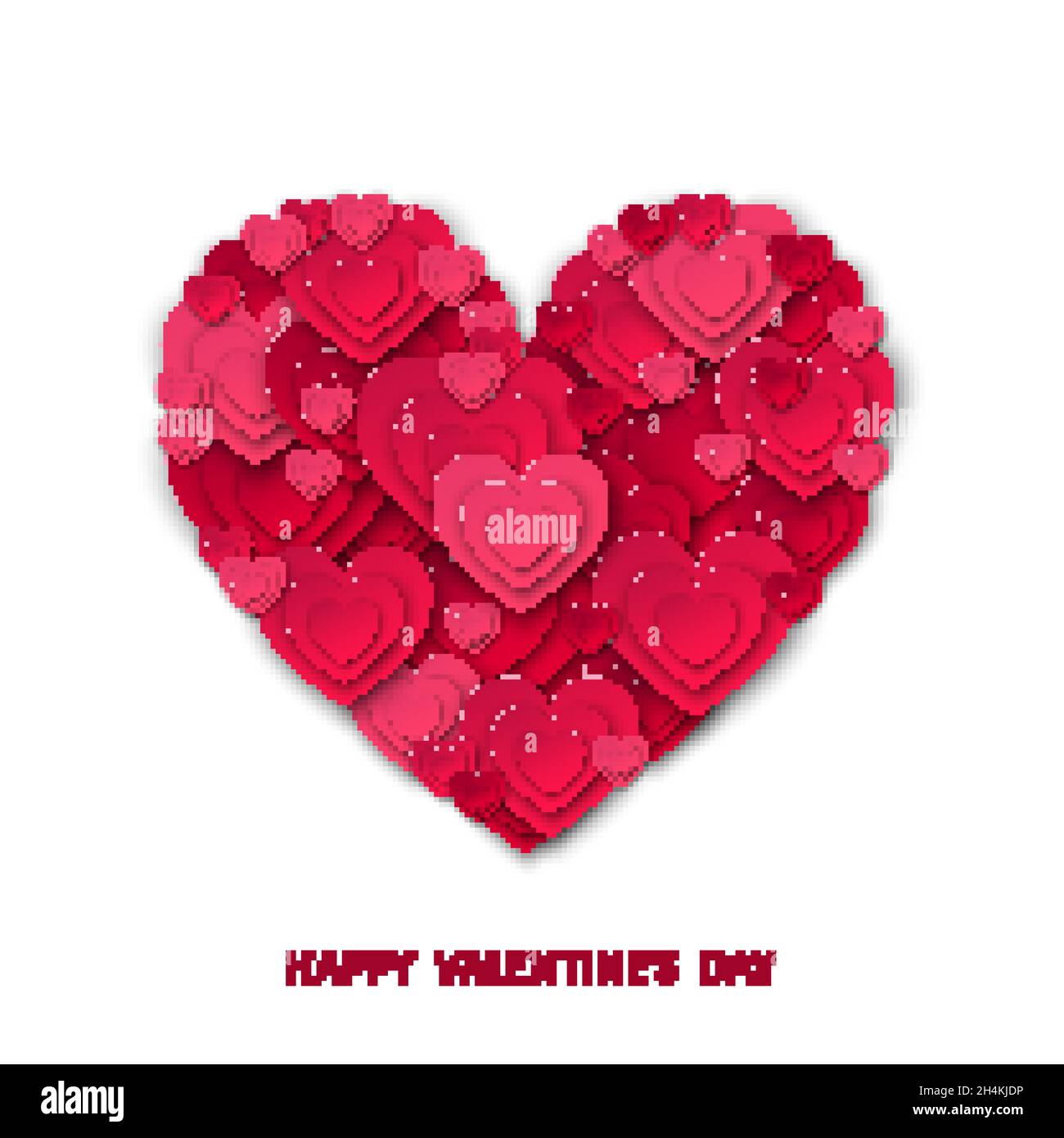 Valentines day background with pink cut paper hearts. Weeding design ...