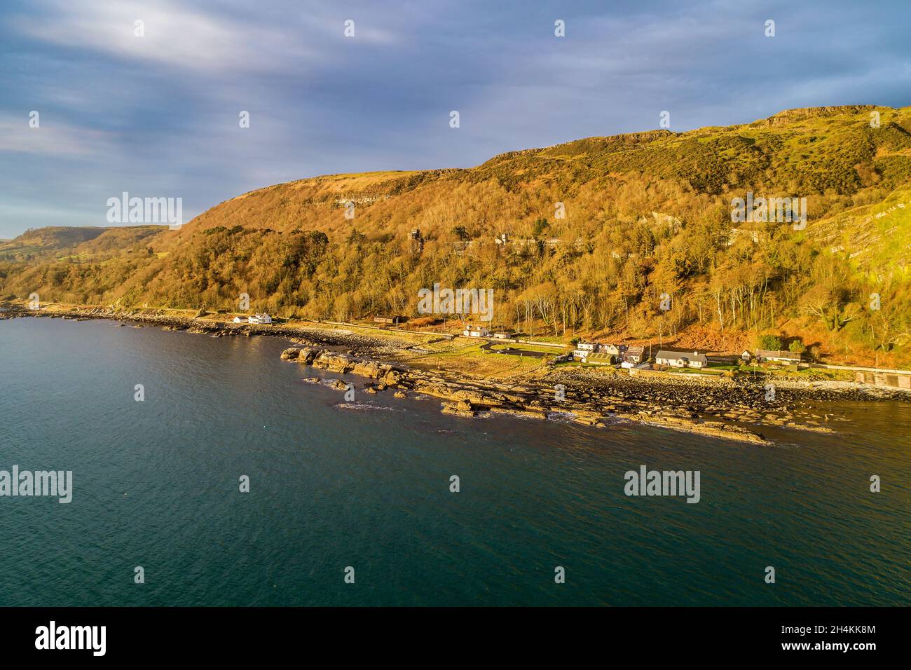 Garron Point, Northern Ireland, UK. A geological formation and parking ...