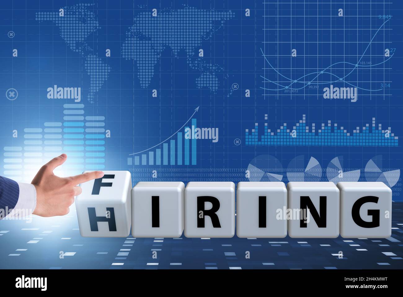 Hiring and firing concept with the turning cubes Stock Photo - Alamy