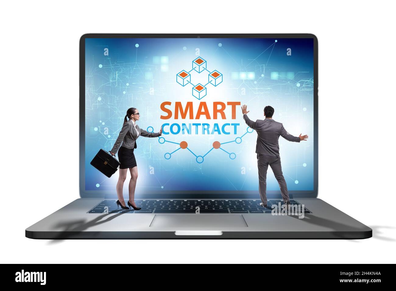 Smart contracts as illustration of the blockchain technology Stock ...