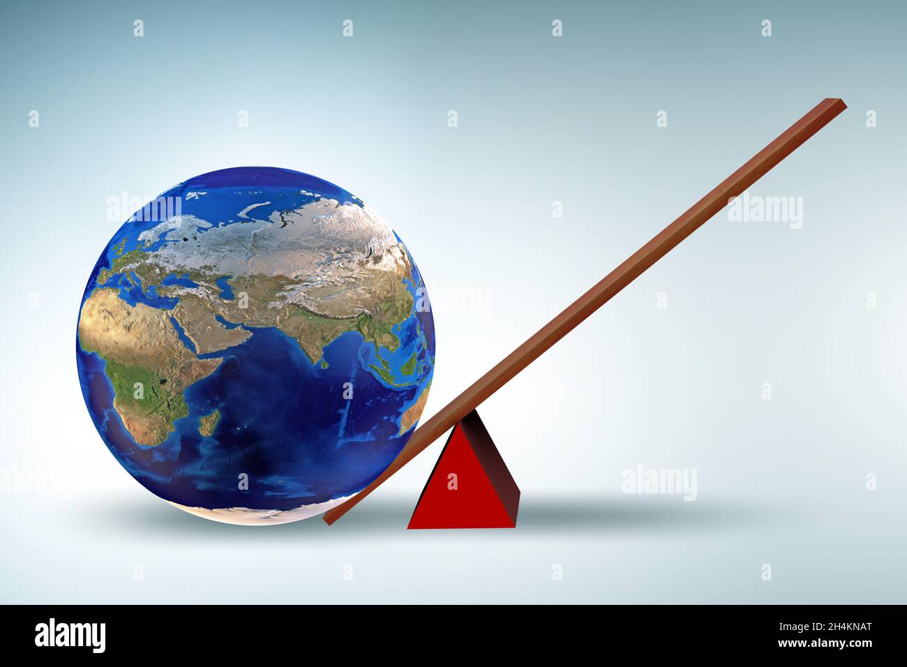 Earth being lifted with the lever- 3d rendering Stock Photo - Alamy