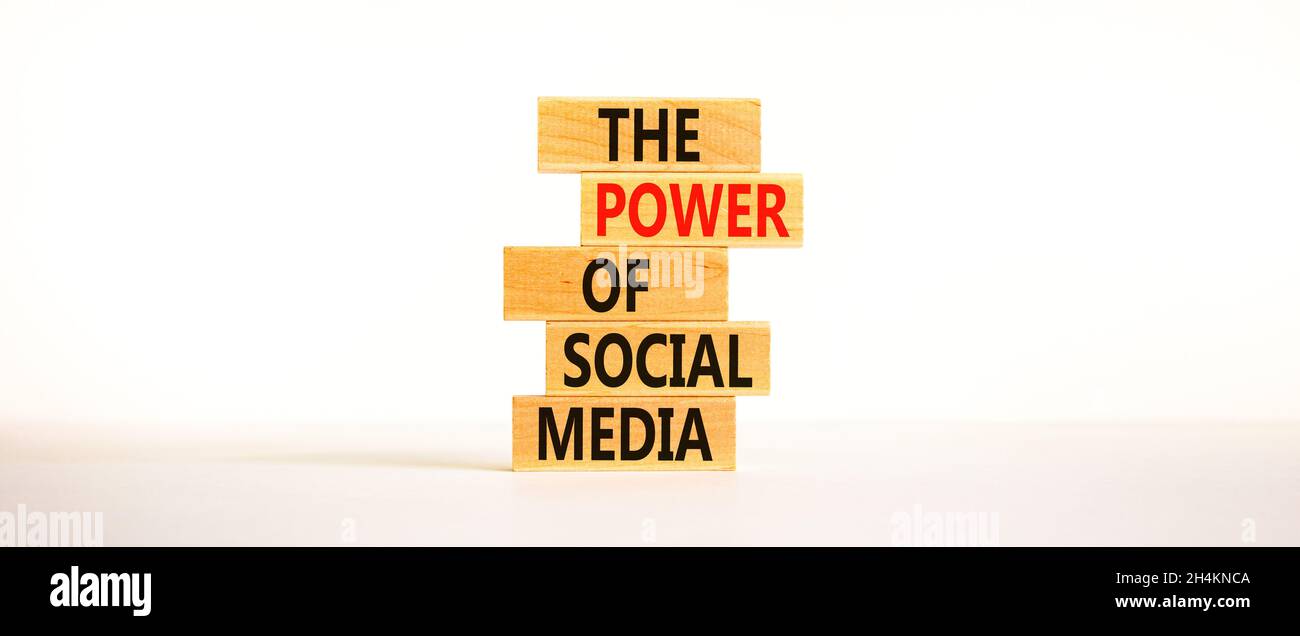 Power of social media symbol. Wooden blocks with words The power of ...