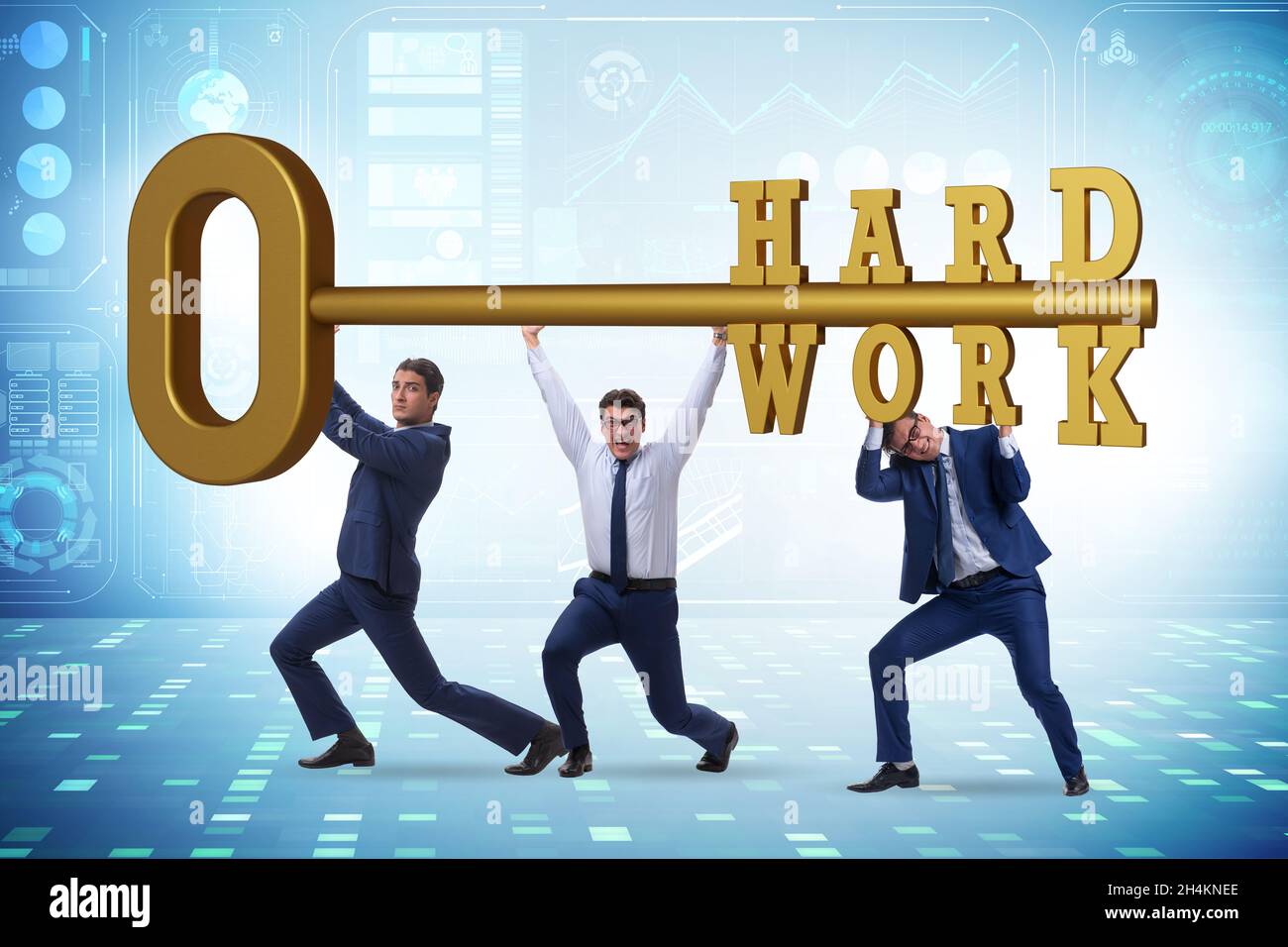 Concept of hard work with the key and businessman Stock Photo - Alamy