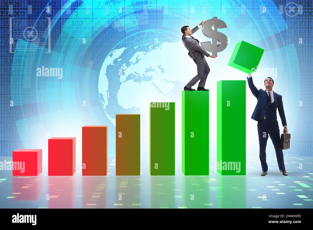 Businessman supporting economic growth on the chart Stock Photo - Alamy