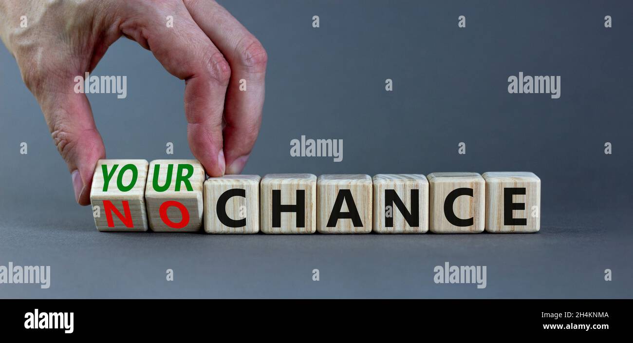 Your or my chance symbol. Businessman turns wooden cubes and changes ...