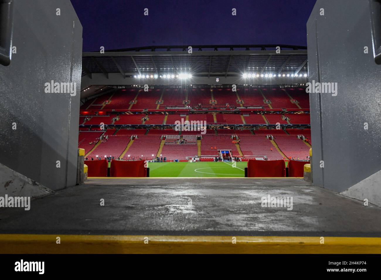 A general view of Anfield, the home of Liverpool before their UEFA ...