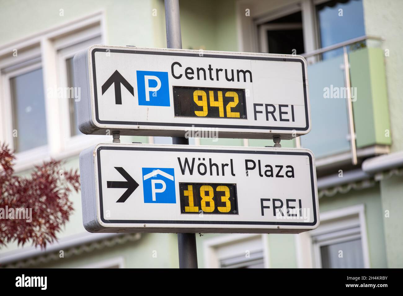 German parking garage sign. Frei is the german word for free Stock ...