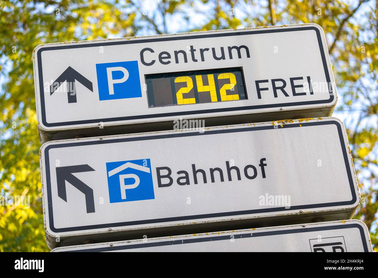 German parking garage sign. Bahnhof is the german word for train ...