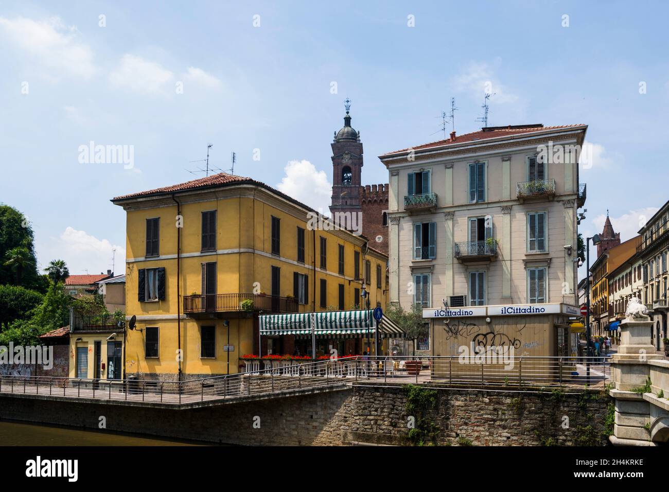 Lions Bridge and Roman Bridge of Arena over Lambro River. Monza ...