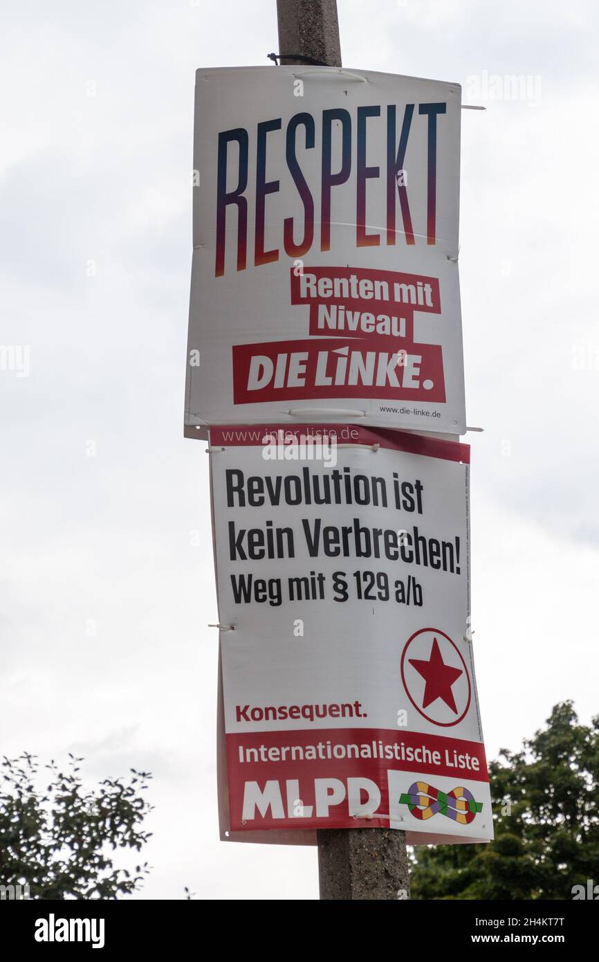BERLIN, GERMANY - SEPTEMBER 1, 2017: Election posters of MLPD and Die ...
