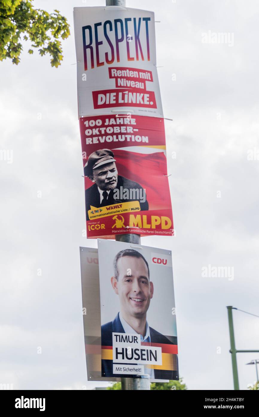 BERLIN, GERMANY - SEPTEMBER 1, 2017: Election posters of various ...