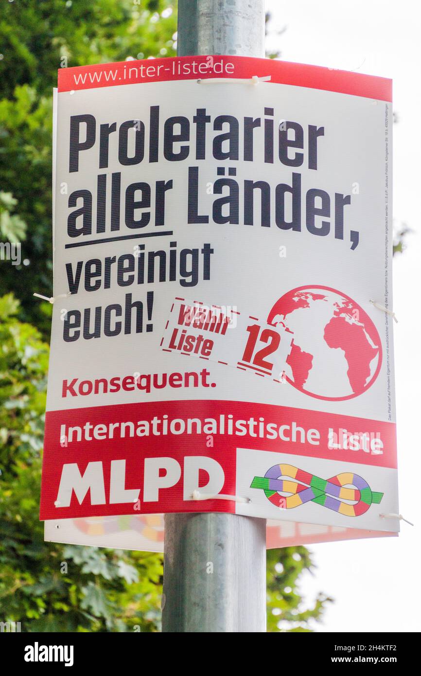 BERLIN, GERMANY - SEPTEMBER 1, 2017: Election posters of MLPD party ...