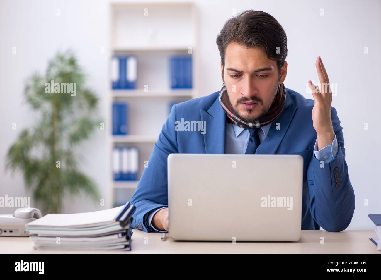 Businessman coughing work cough throat hi-res stock photography and ...